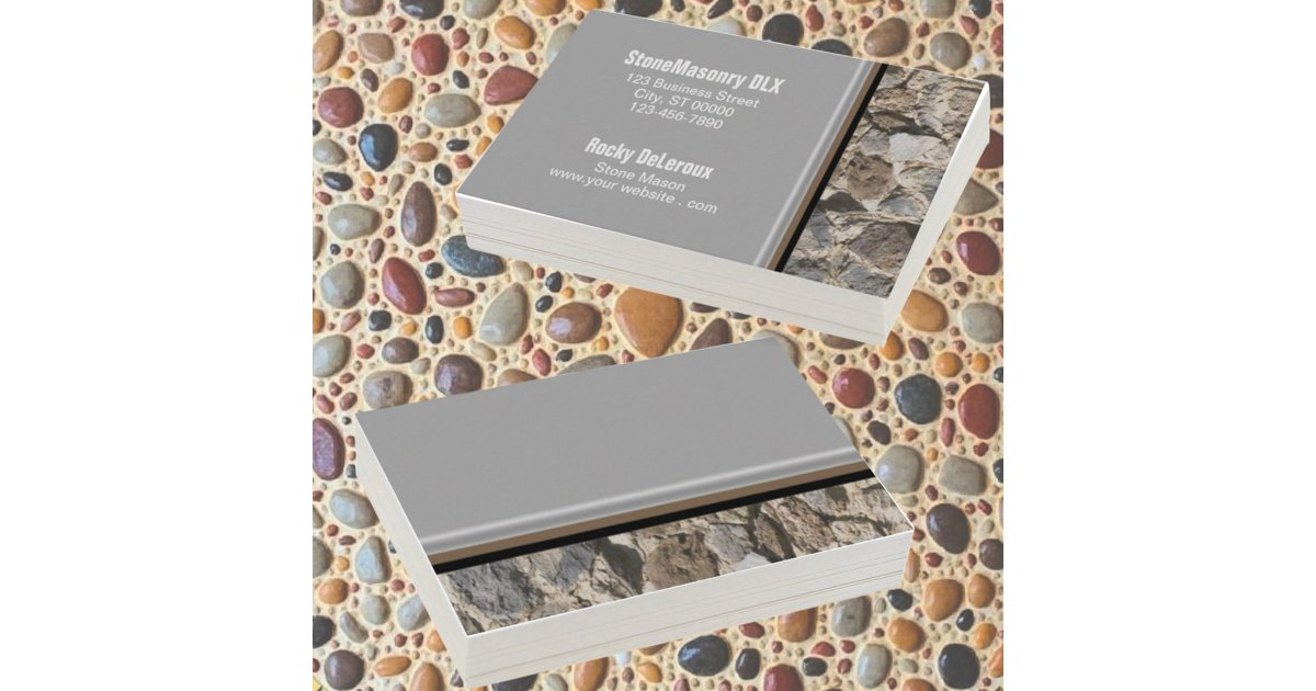 Professional Stonemason Rustic Rock Border Business Card | Zazzle