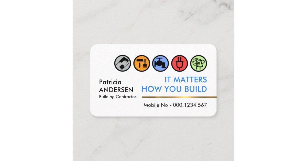 Professional Stylish Handyman Tools Gold Line Business Card | Zazzle