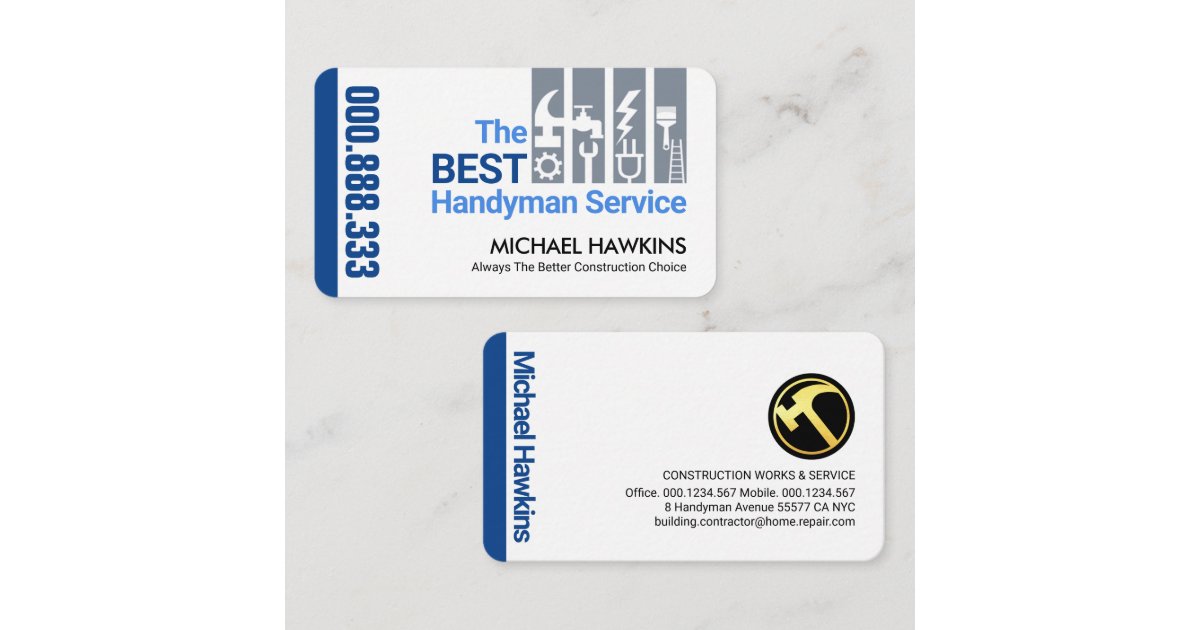 Professional Stylish Handyman Tools Tab Business Card | Zazzle
