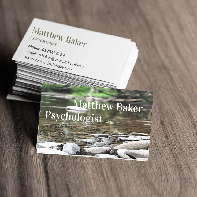 Professional Summer Stream Photo Calm Business Card | Zazzle