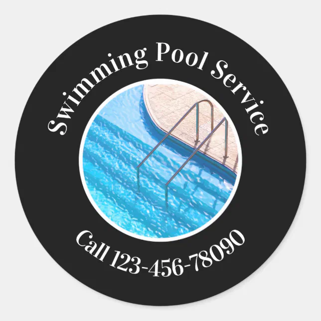 Professional Swimming Pool Promotional Classic Round Sticker | Zazzle