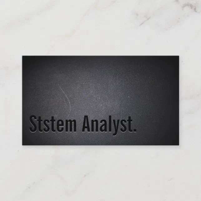 Professional System Analyst Minimalist Dark Business Card | Zazzle