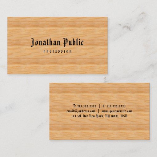 Professional Template Classic American Text Wood Business Card | Zazzle