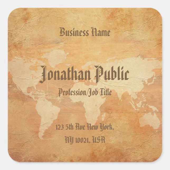 Professional Template Nostalgic Classic World Map Square Sticker | Zazzle