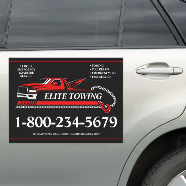 Professional Tow Truck Service Car Magnet | Zazzle