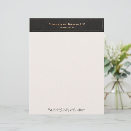 Professional Traditional Black Linen Letterhead | Zazzle