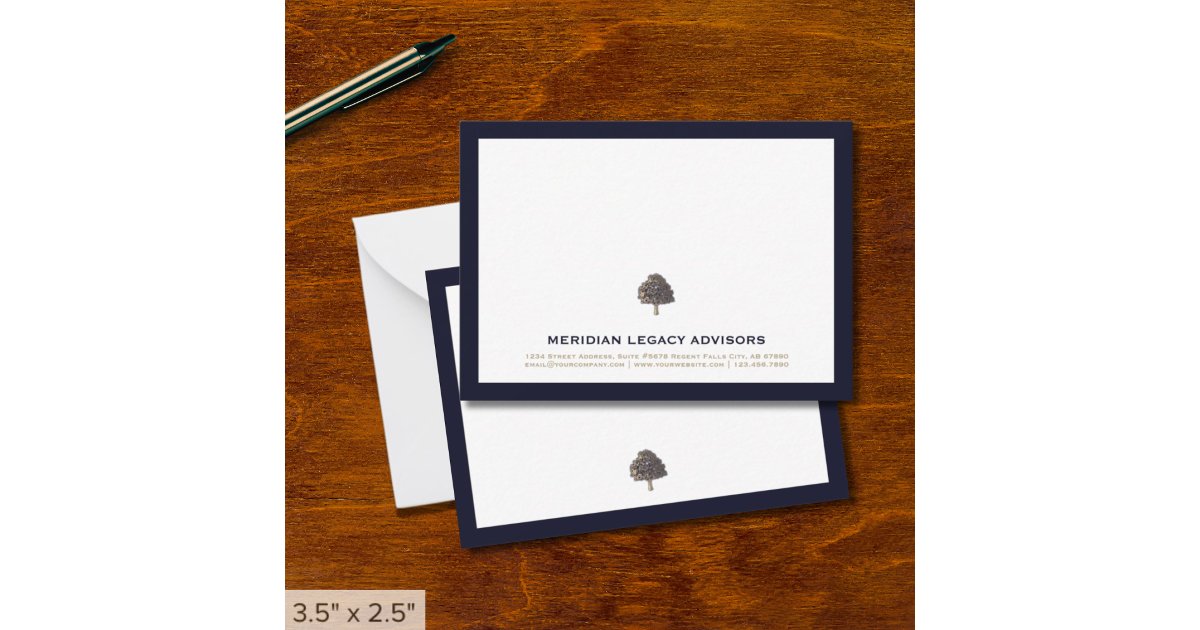 Professional Tree Logo Business Note Card | Zazzle