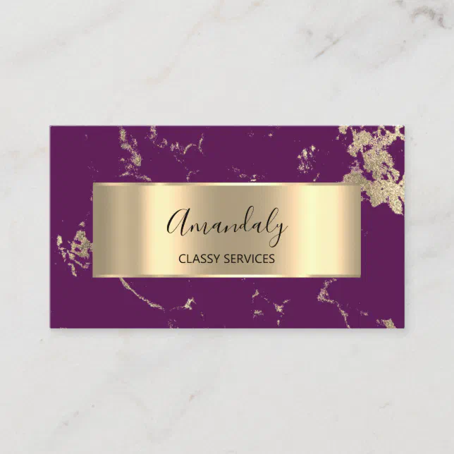 Professional VIP Gold Abstract Marble Purple Berry Business Card | Zazzle