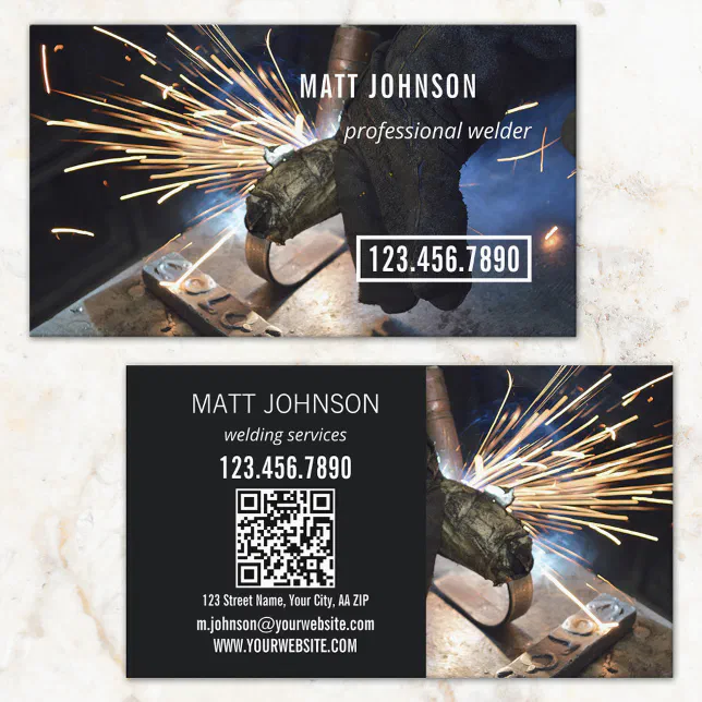 Professional Welder QR Code Business Card | Zazzle