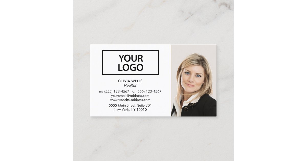 Professional White Add Photo Business Card | Zazzle