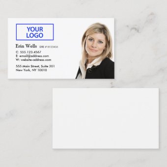 Professional White Add Your Photo Logo Business Card | Zazzle