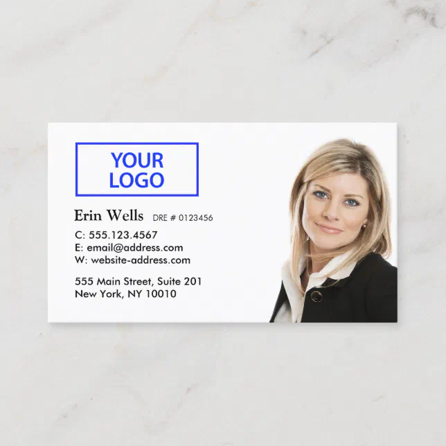 Professional White Add Your Photo Logo Business Card | Zazzle