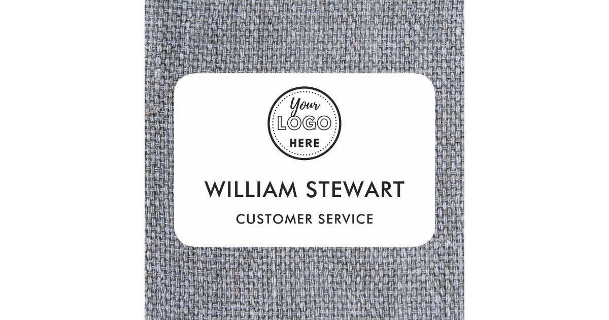 Professional White Custom Logo Employee Staff Name Tag | Zazzle
