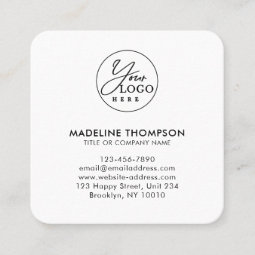 Professional White Generic Company Logo QR Code Square Business Card ...