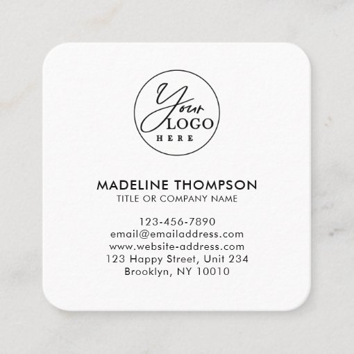 Professional White Generic Company Logo QR Code Square Business Card ...