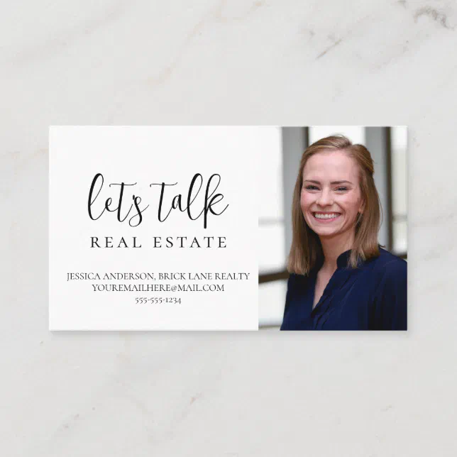 Professional White Let's Talk Real Estate Business Card | Zazzle