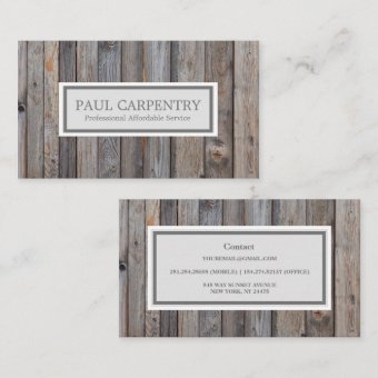 Professional Wood Carpenter Business Card | Zazzle