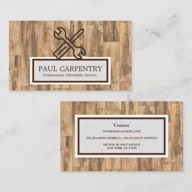 Professional Wood Carpenter Business Card | Zazzle