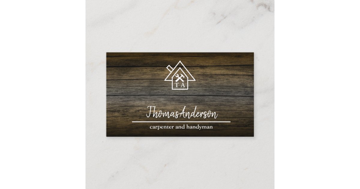 Professional Wood Construction Handyman Carpenter Business Card | Zazzle