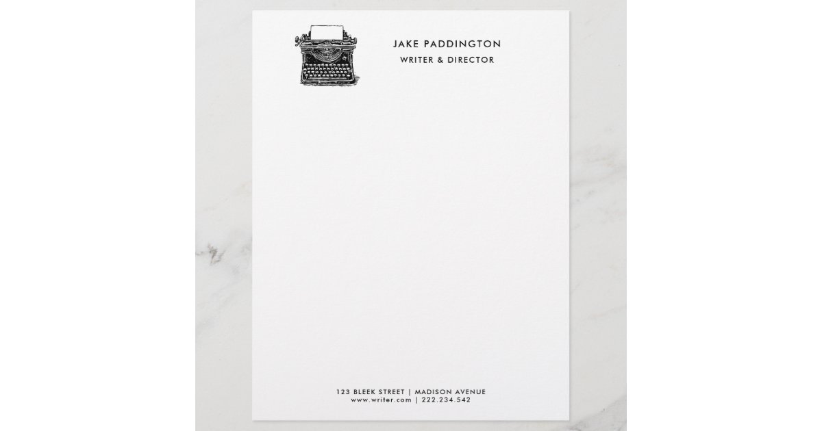Professional Writer | Vintage Typewriter Symbol Letterhead | Zazzle