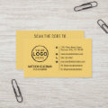 Professional Yellow QR Code Logo Business Card | Zazzle