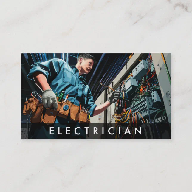 Professionsal Electrician AP75 Photo QR Wires Business Card | Zazzle