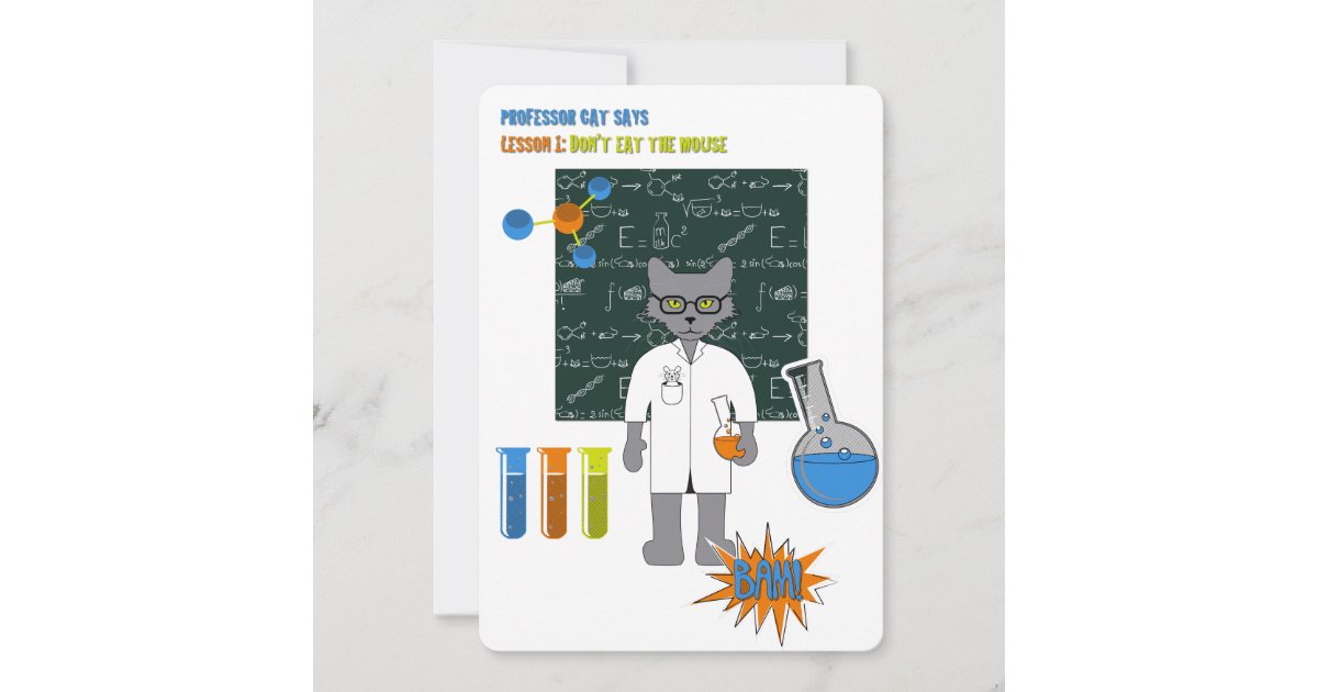 Professor Cat Invitation Card | Zazzle