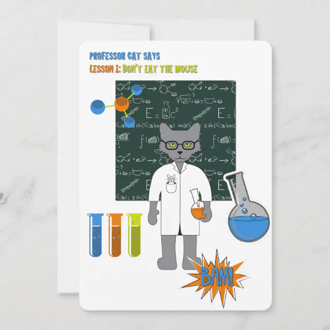 Professor Cat Invitation Card | Zazzle