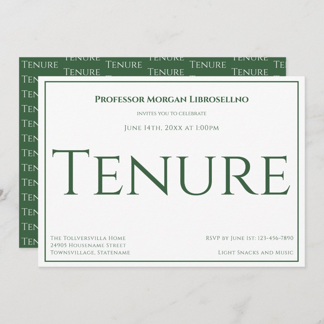 Professor Green Academic Tenure Party Invitation | Zazzle