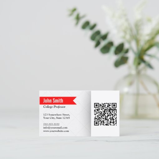 Professor Researcher Red Label QR Code Business Card | Zazzle