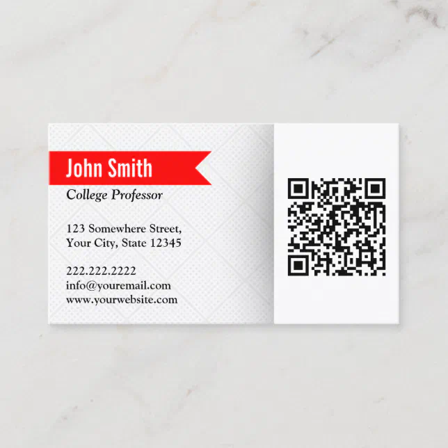 Professor Researcher Red Label QR Code Business Card | Zazzle