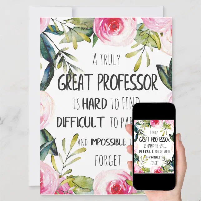 Professor Thank You Gift Appreciation Office Decor Card | Zazzle