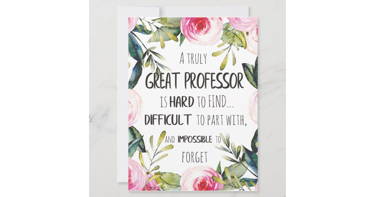 Professor Thank You Gift Appreciation Office Decor Card | Zazzle