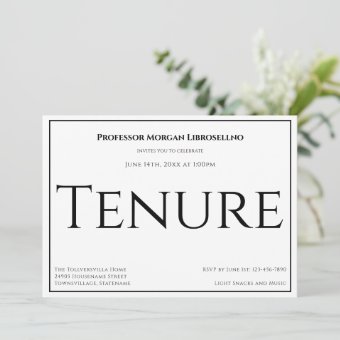 Professor White Black Academic Tenure Party Invitation | Zazzle