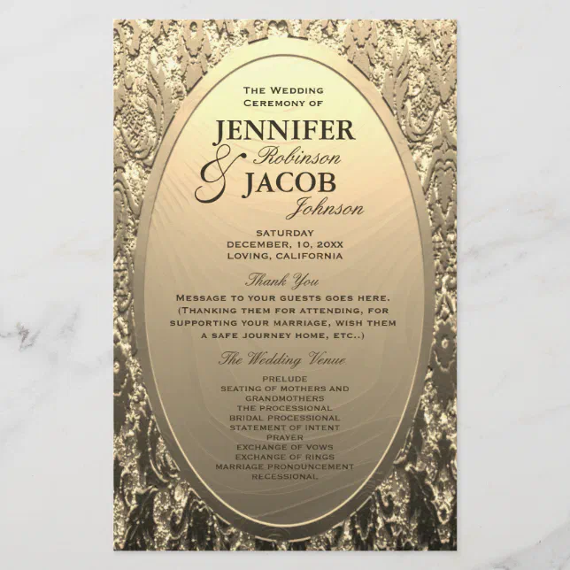 Program | Metallic Etched Gold Look | Zazzle