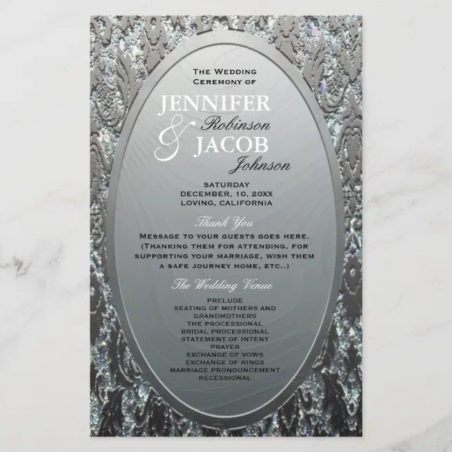Program | Metallic Etched Silver Look | Zazzle