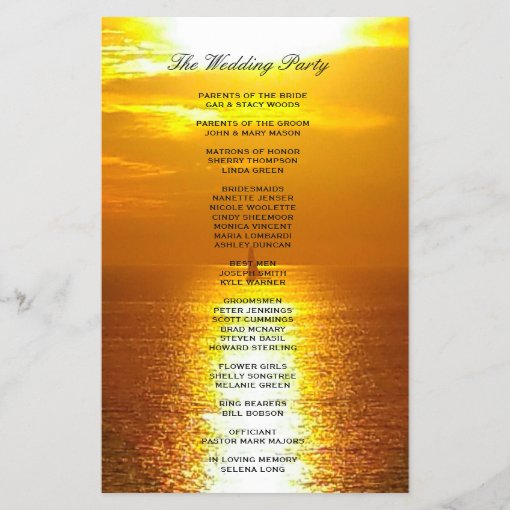 Program | Ocean Sunset Golden | Zazzle