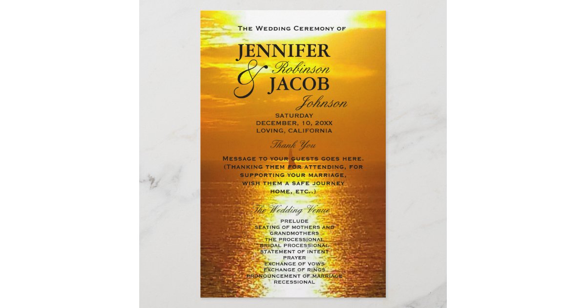 Program | Ocean Sunset Golden | Zazzle