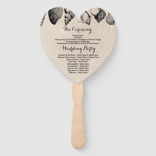 Programme Hand Fan Shells Beach Wedding Sea | Zazzle