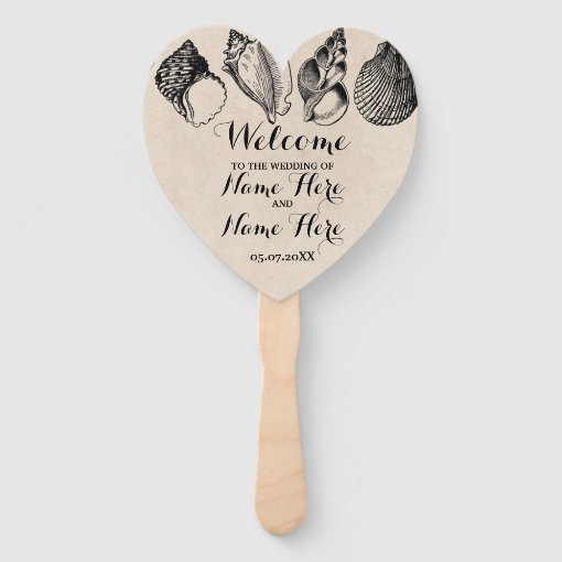 Programme Hand Fan Shells Beach Wedding Sea | Zazzle