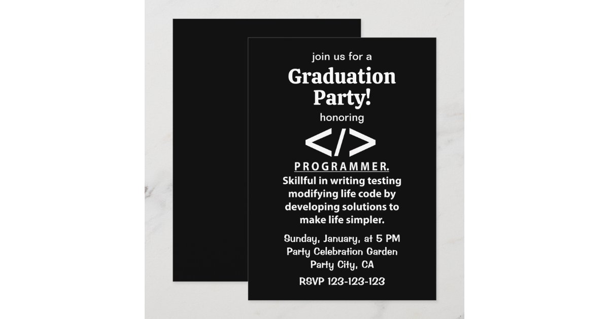 Programmer Coding Developer Programmer Graduation Invitation | Zazzle