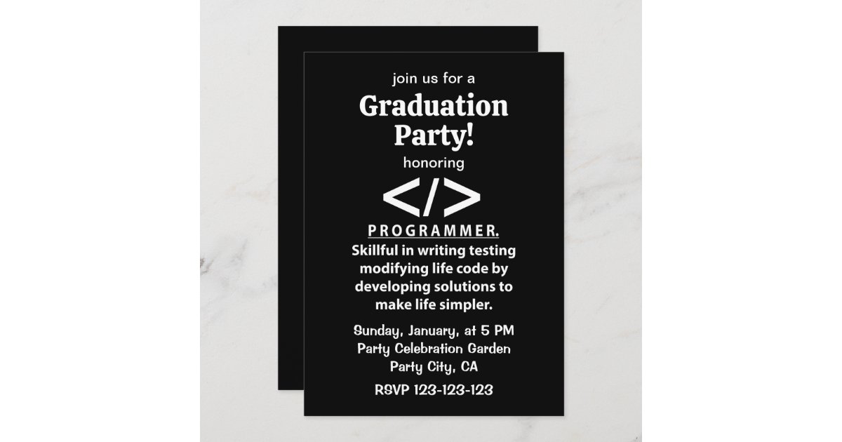 Programmer Coding Developer Programmer Graduation Invitation | Zazzle