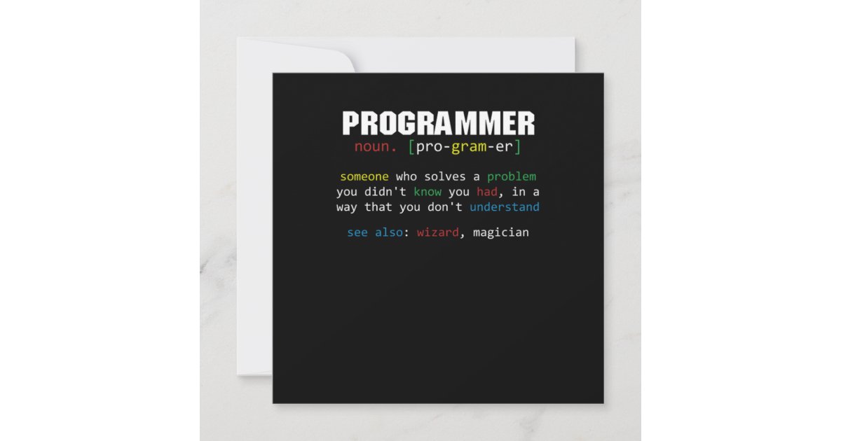 Programmer Definition Coder Programming Coding Invitation Zazzle 4965