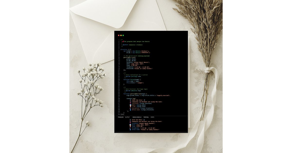 Programmer Developer Themed Wedding Invitation | Zazzle