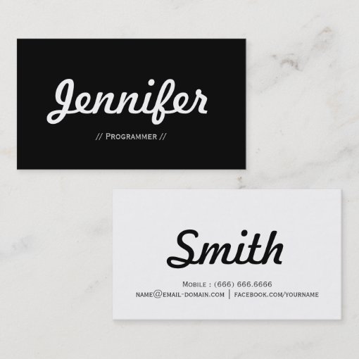 Programmer - Minimal Simple Concise Business Card | Zazzle