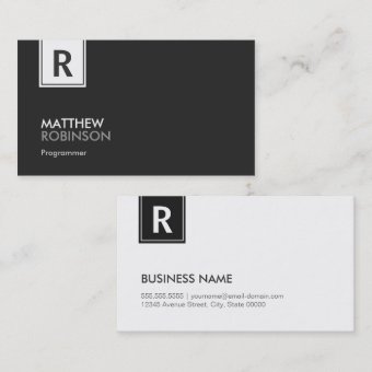 Programmer - Modern Classy Monogram Business Card | Zazzle