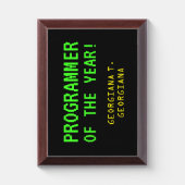 "PROGRAMMER OF THE YEAR!" + Custom Name Award Plaque | Zazzle