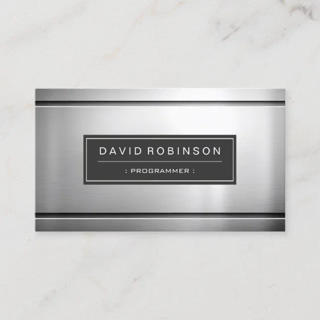 Programmer - Premium Silver Metal Business Card | Zazzle