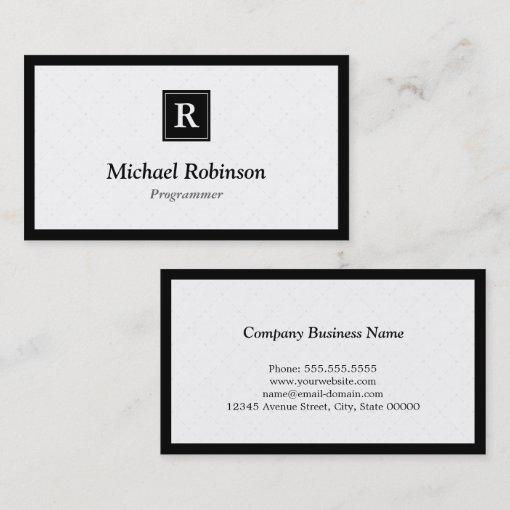 Programmer - Simple Elegant Monogram Business Card | Zazzle