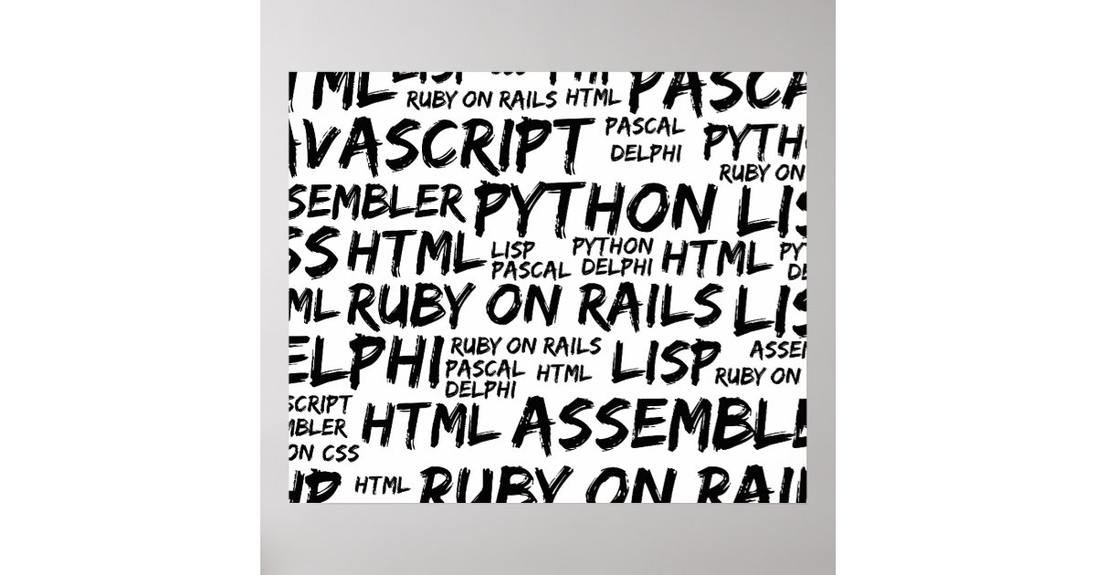 Programming Languages, Computer Languages, Code Poster | Zazzle Programming Languages, Computer Languages, Code Poster | Zazzle